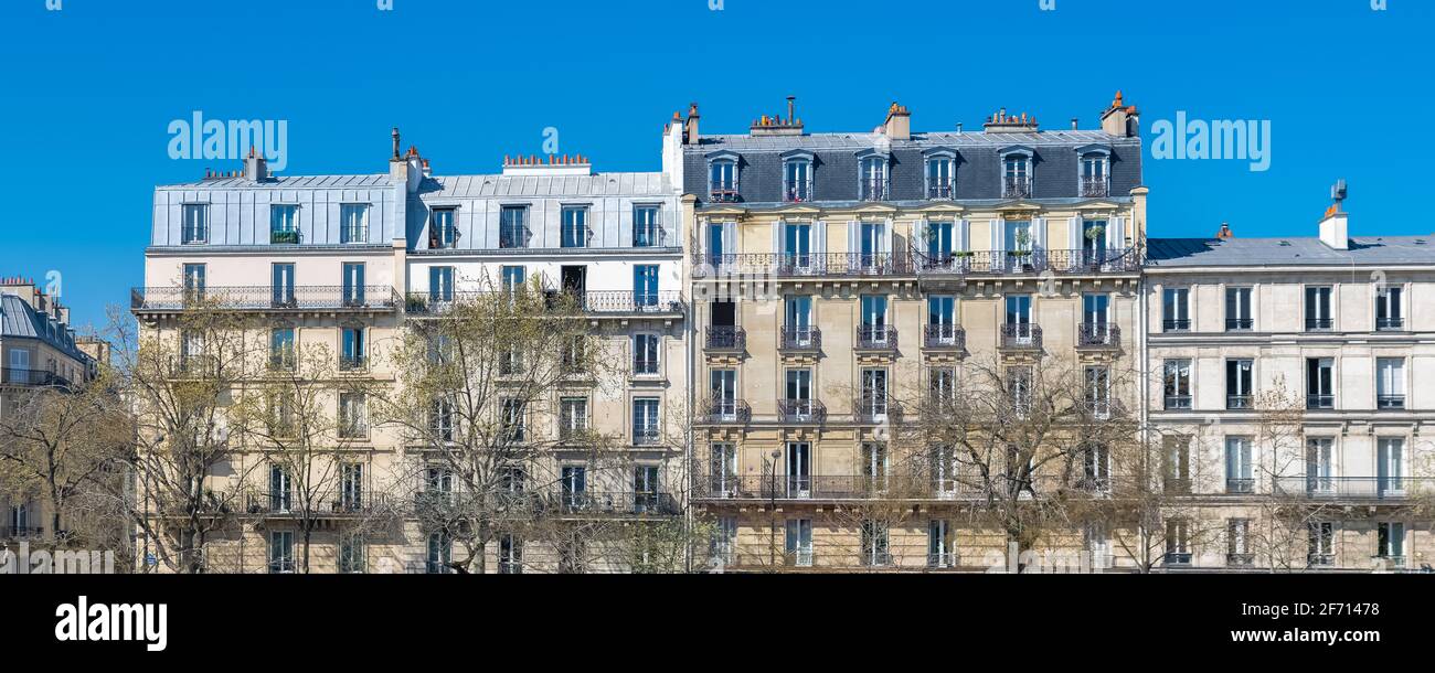 Paris, ancient buildings at Bastille, typical facades and windows Stock ...