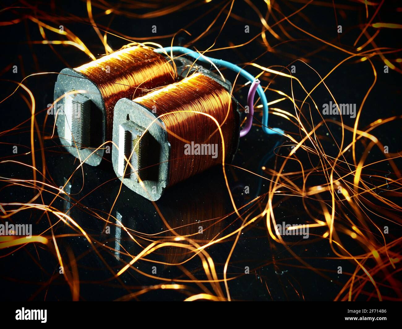 Electricity transformer on black background Stock Photo - Alamy
