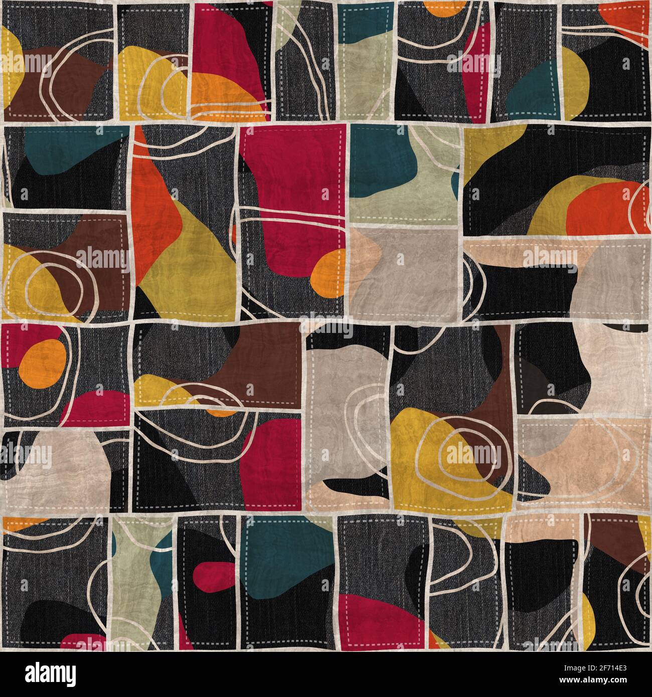 Seamless patchwork collage mix quilt pattern print Stock Photo - Alamy