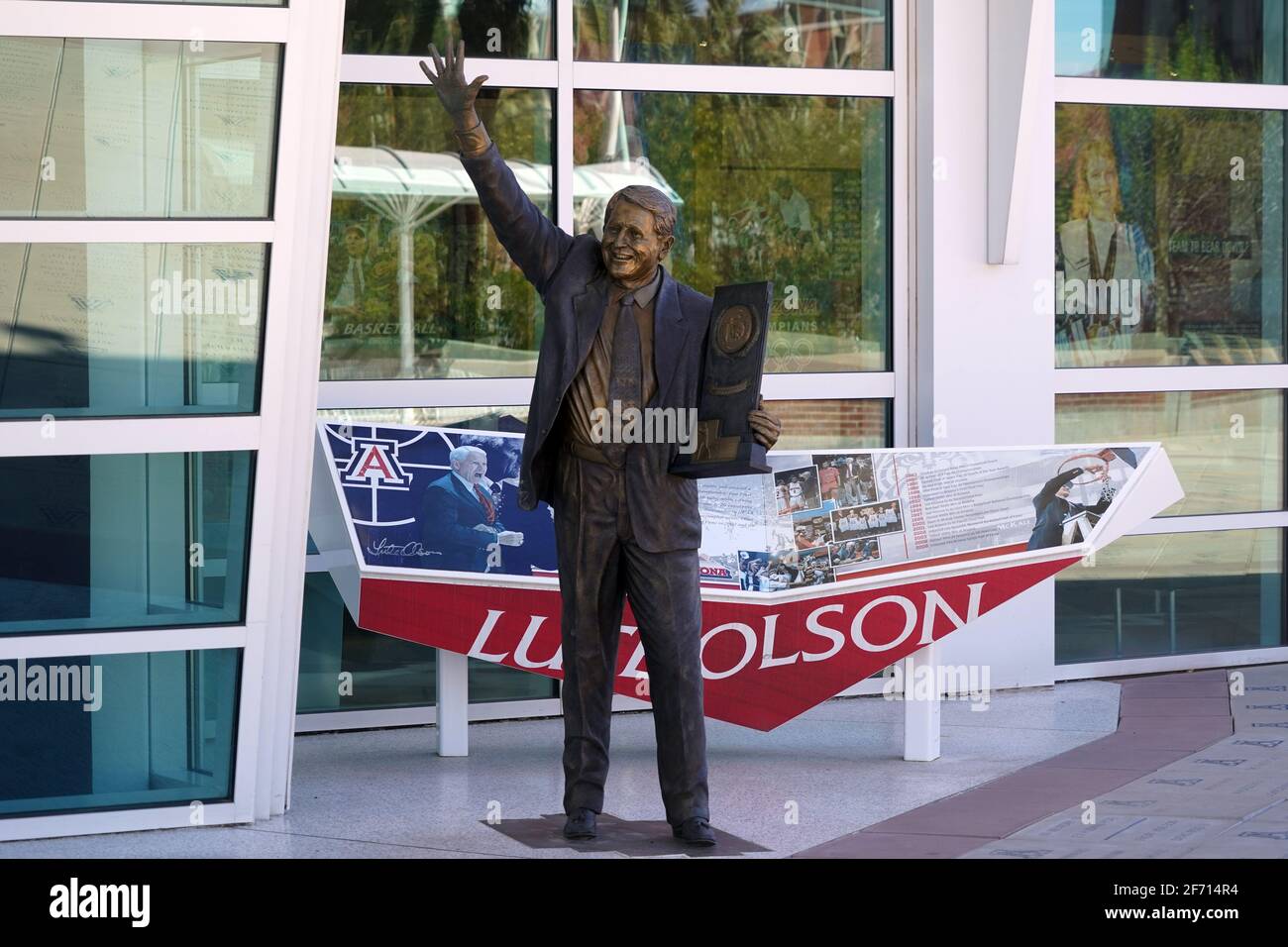 The statue of Lute Olson at the Eddie Lynch Athletics Pavilion entrance ...