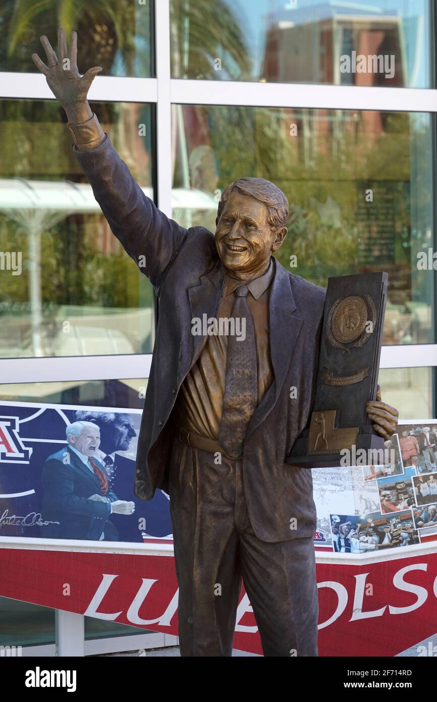 The statue of Lute Olson at the Eddie Lynch Athletics Pavilion entrance ...