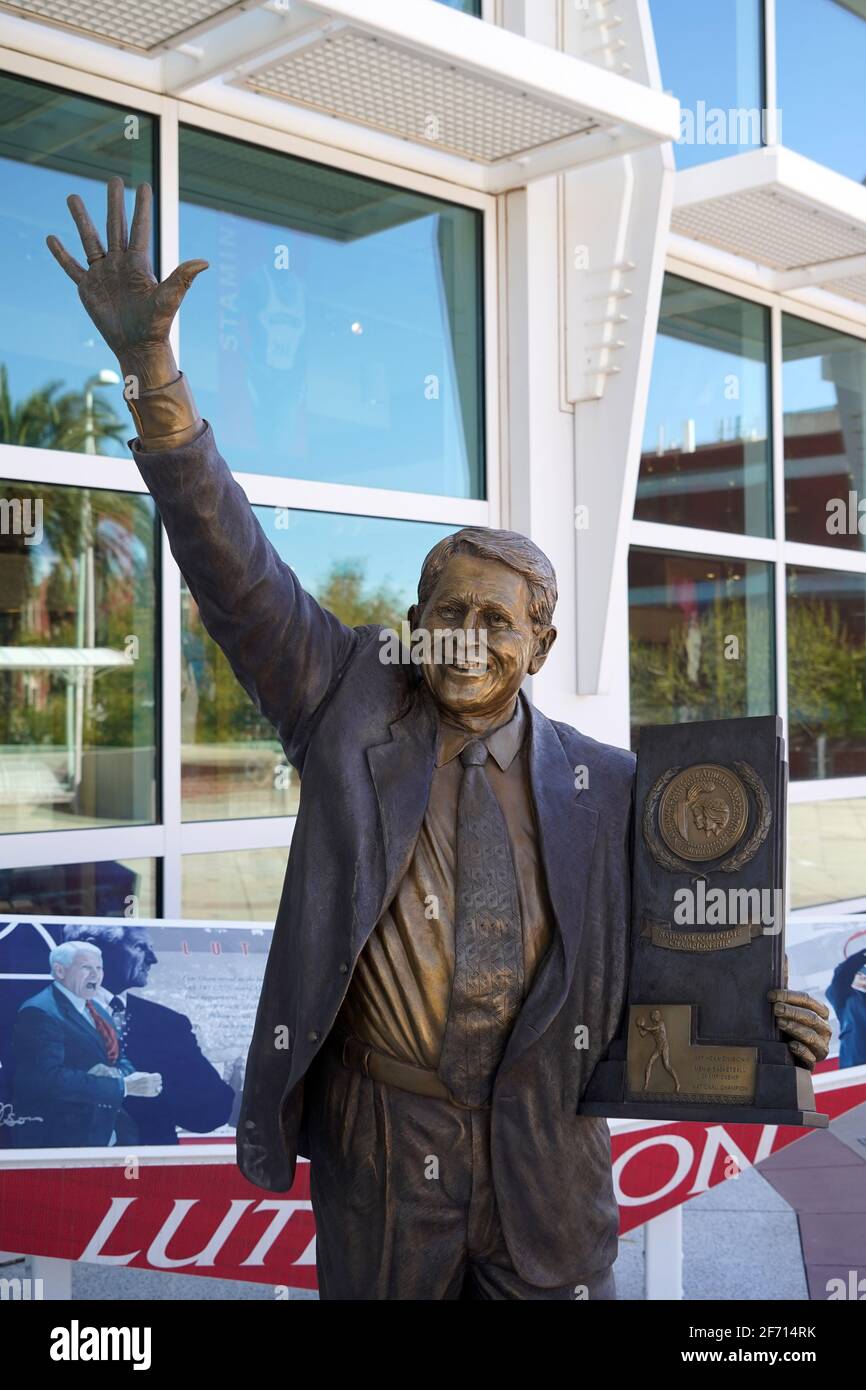 The statue of Lute Olson at the Eddie Lynch Athletics Pavilion entrance ...