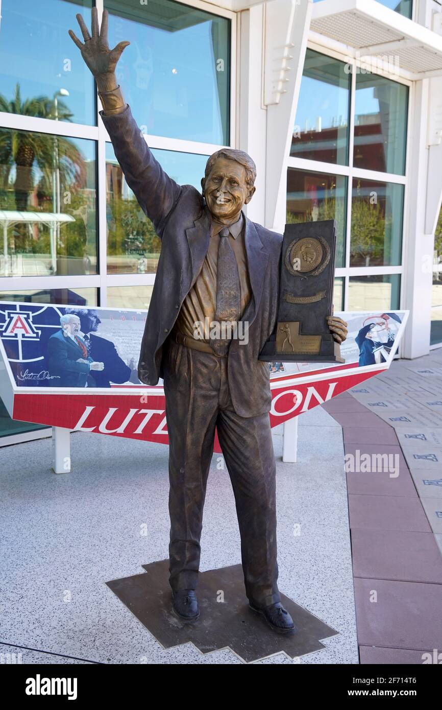 The statue of Lute Olson at the Eddie Lynch Athletics Pavilion entrance ...