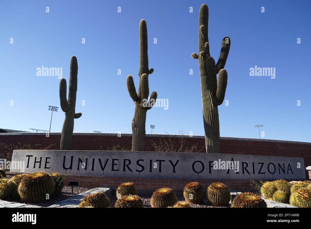A sign at the entrance to the University of Arizona campus, Tuesday ...