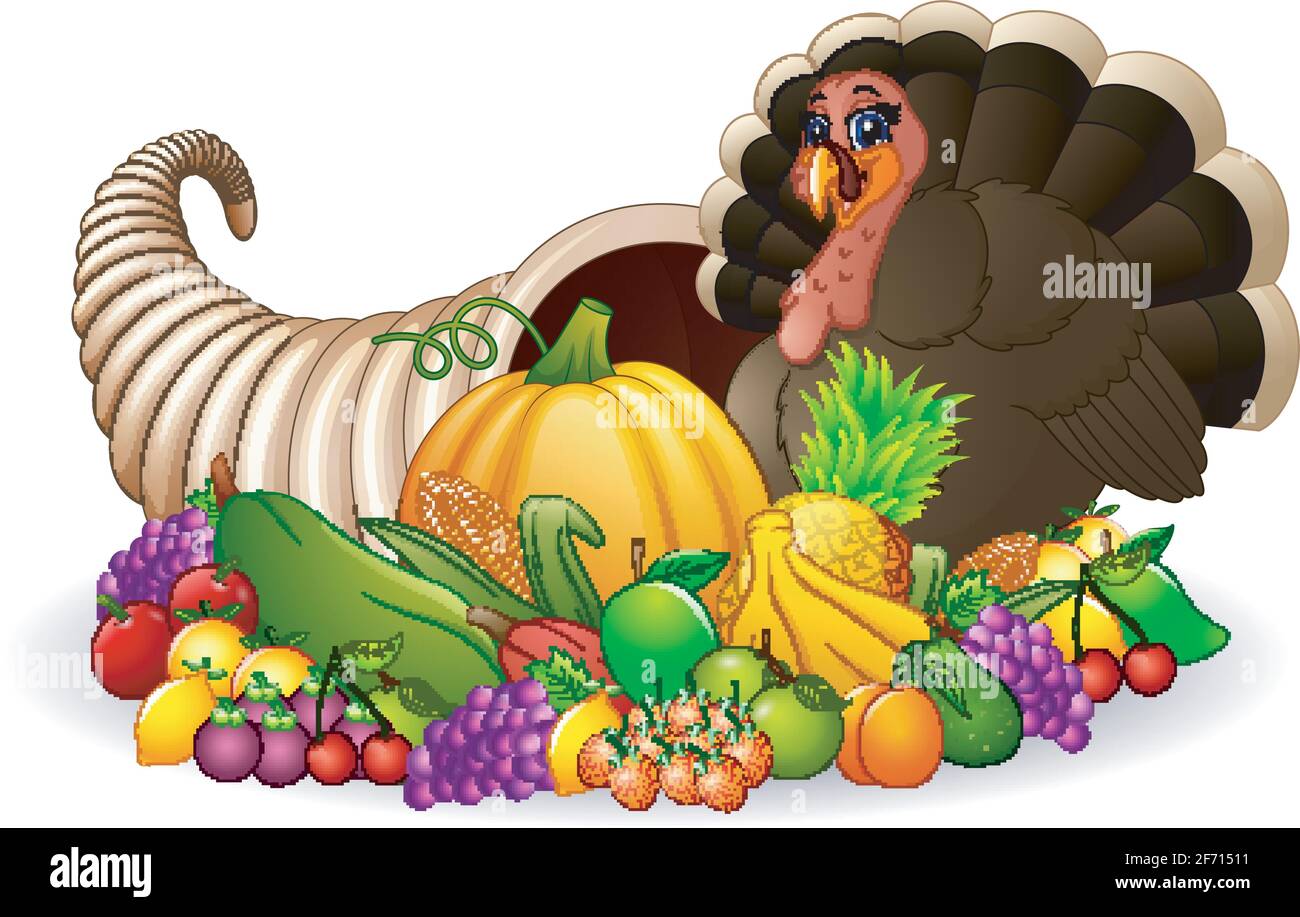 Thanksgiving horn of plenty cornucopia full of vegetables and fruit ...