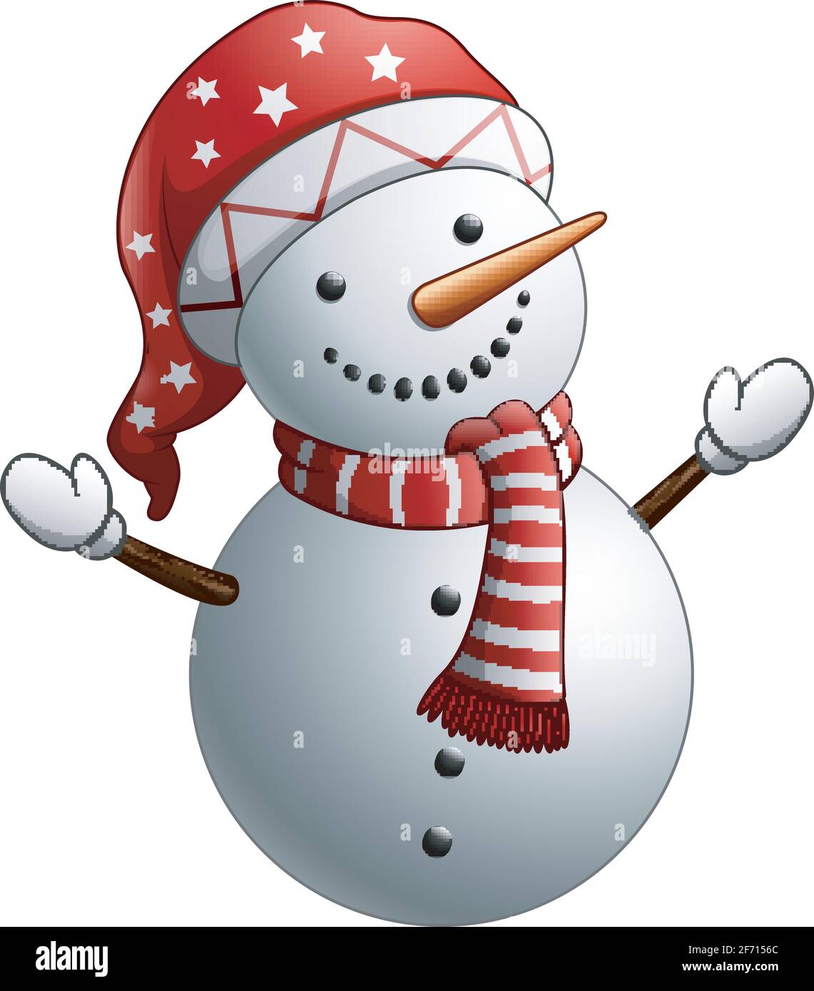 Cartoon snowman isolated on white background Stock Vector Image & Art ...