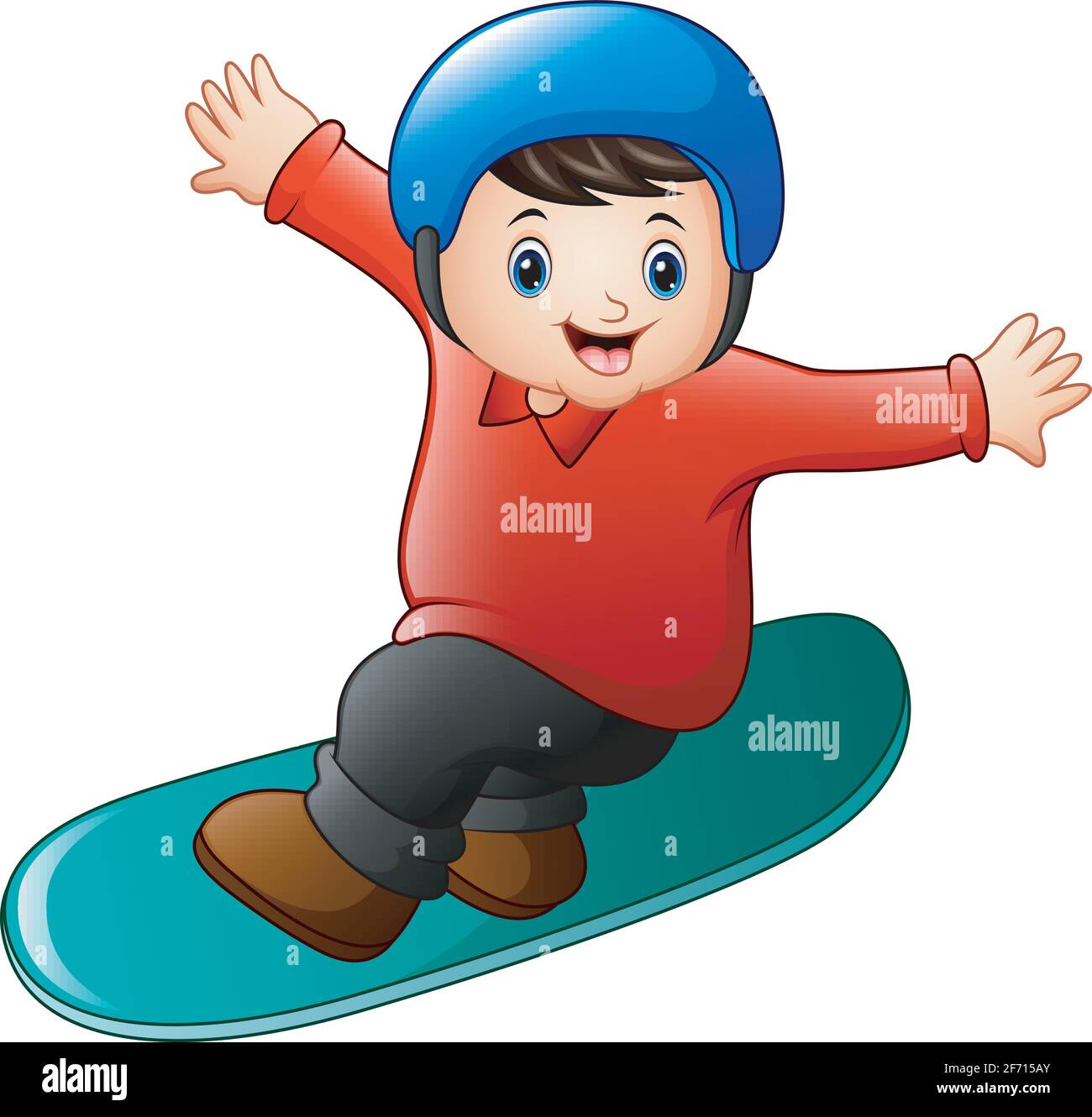 Vector illustration of Cartoon boy playing snowboard Stock Vector Image ...