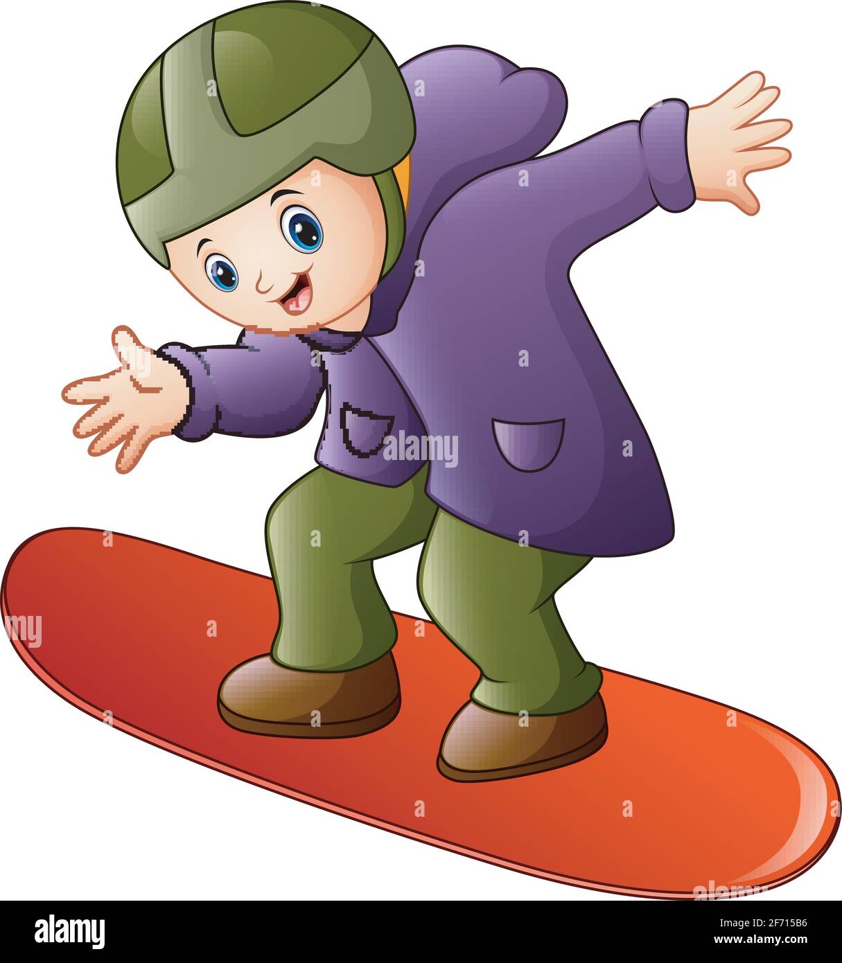 Vector illustration of Cartoon boy playing snowboard Stock Vector Image ...