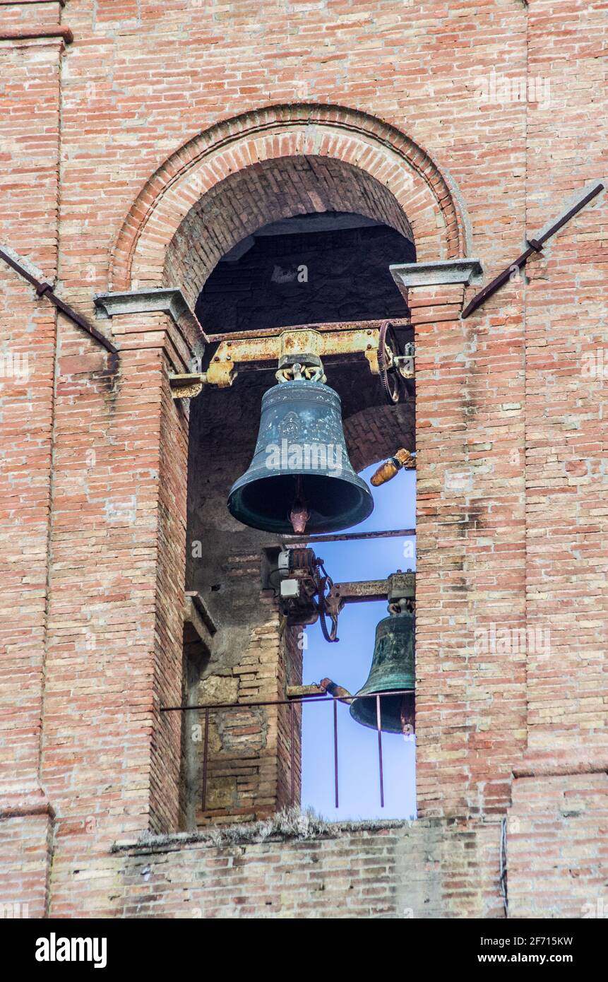 sound of the ancient bells on the tower of the ancient historic stone ...