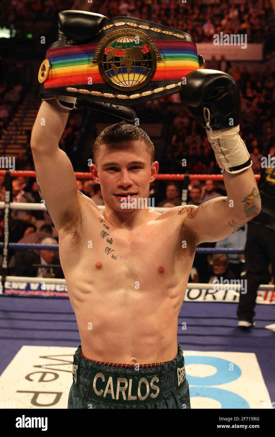 File photo dated 17-03-2012 of Carl Frampton celebrates beating Prosper ...