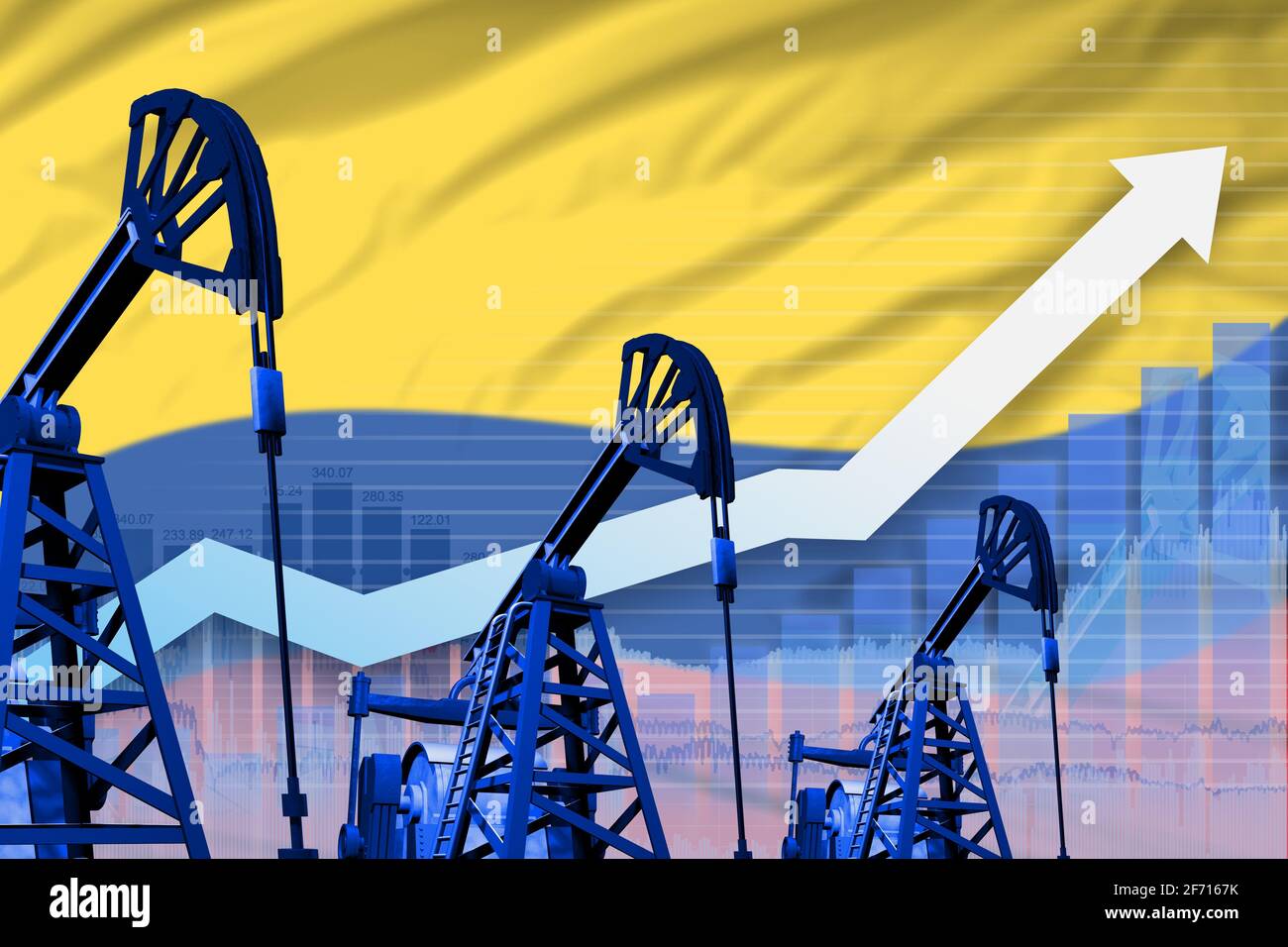 Colombia oil industry concept, industrial illustration - rising up ...