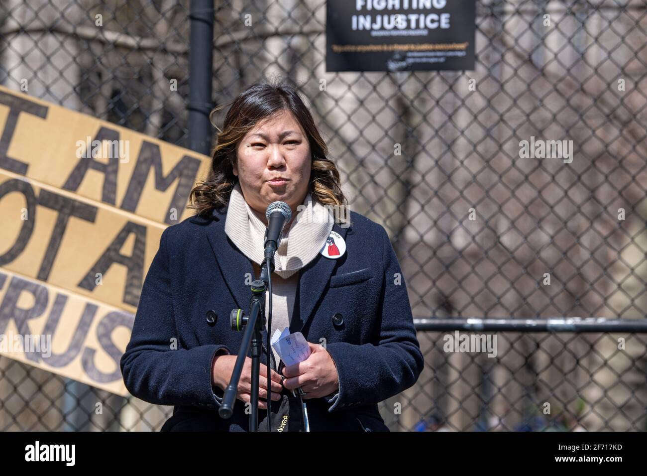 NEW YORK, NY - APRIL 3: Congresswoman Grace Meng (D-NY) speaks at a ...