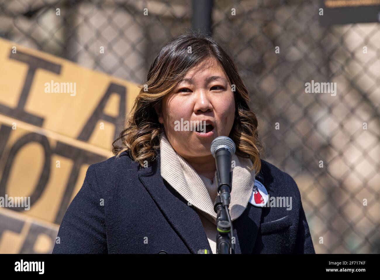 NEW YORK, NY - APRIL 3: Congresswoman Grace Meng (D-NY) speaks at a ...