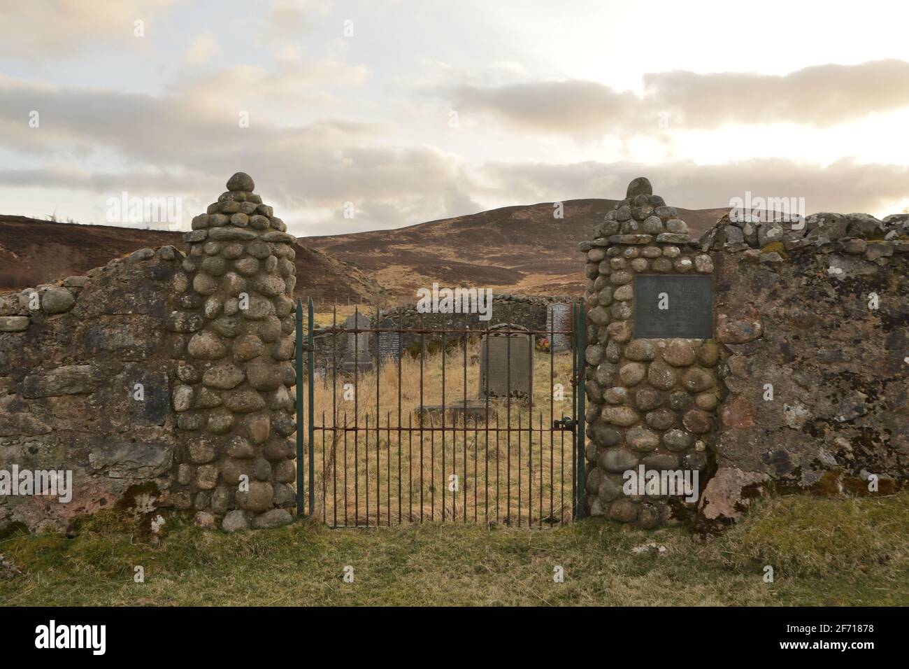 Saint Merrin's Cemetery entrance gate in Strath Brora, Sutherland ...