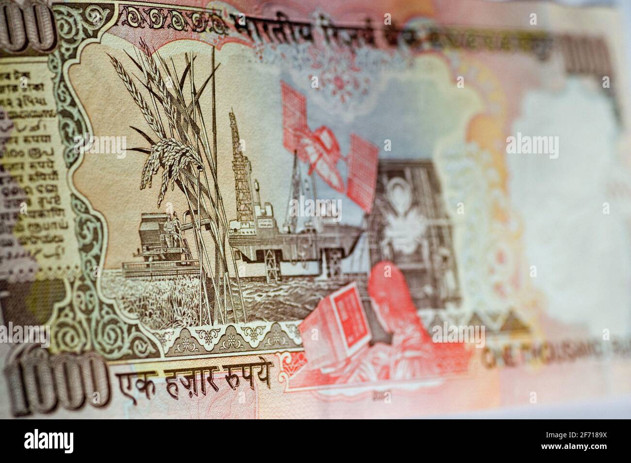 Indian Money 1000 Rupees Rain