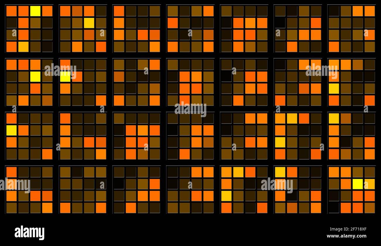 Abstract graphic background in orange design - square elements with ...