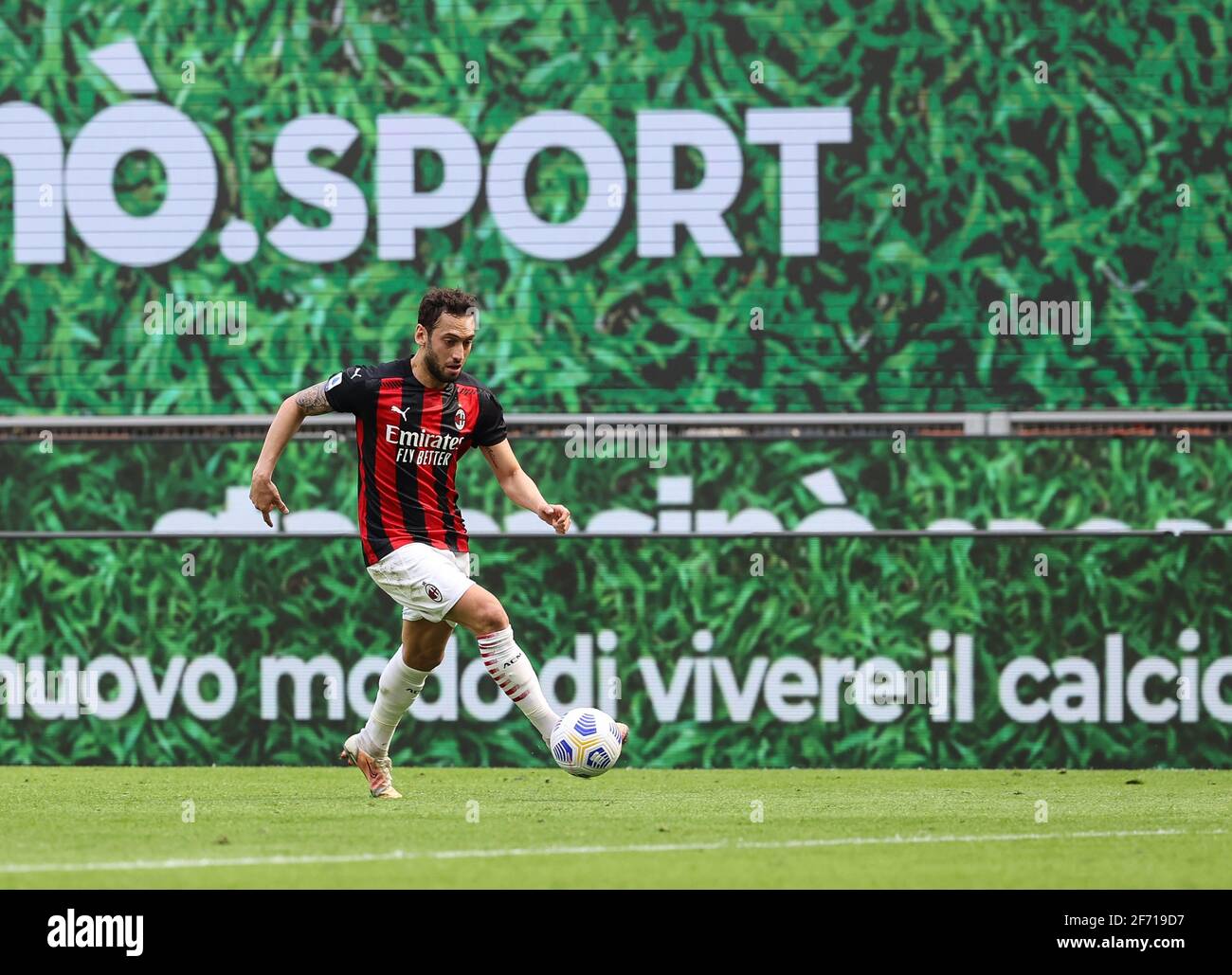 Hakan Calhanoglu of AC Milan in action during the Serie A 2020/21 ...