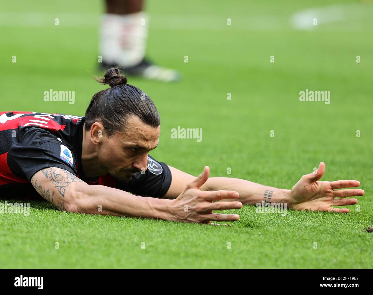 Zlatan Ibrahimovic of AC Milan reacts during the Serie A 2020/21 ...