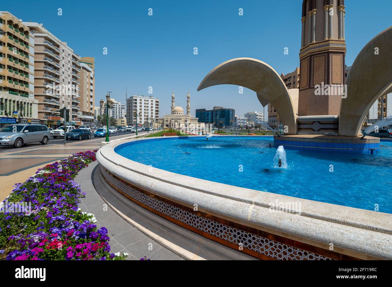 Sharjah, United Arab Emirates - March 24, 2021:Zahra mosque and Sharjah ...