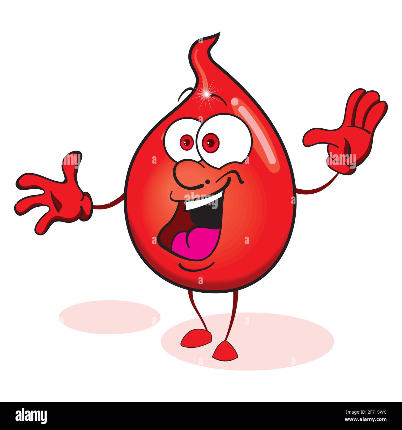 Blood drop. Cartoon mascot character. Cute character a drop of blood ...