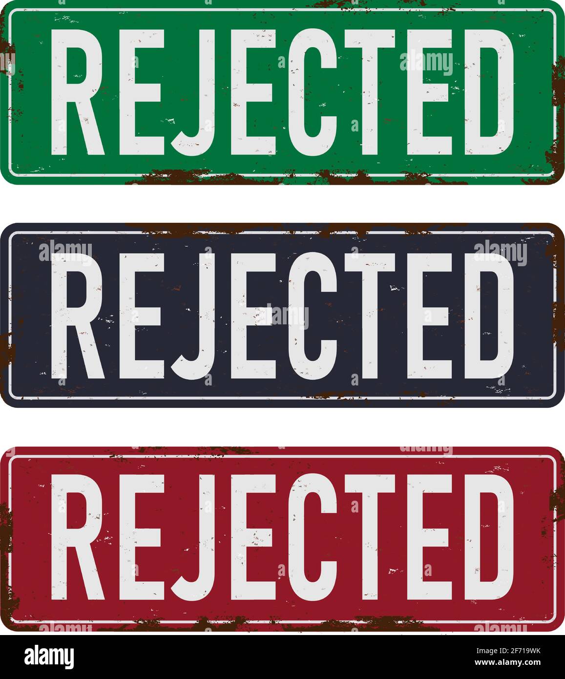 color set rejected grunge road sign on white background. Vector ...