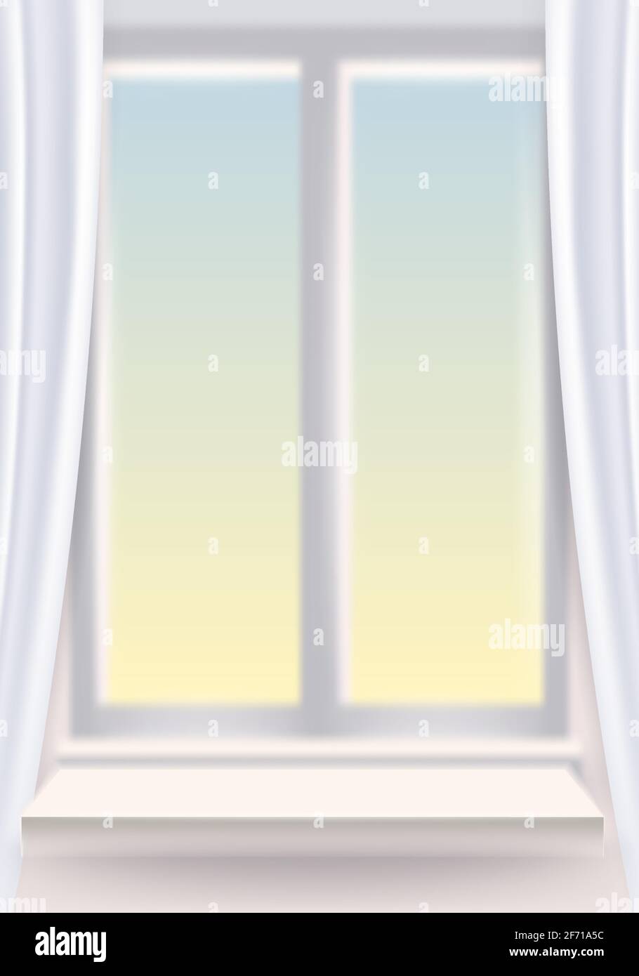 Window, spring, interior, curtains. Vector illustration template ...