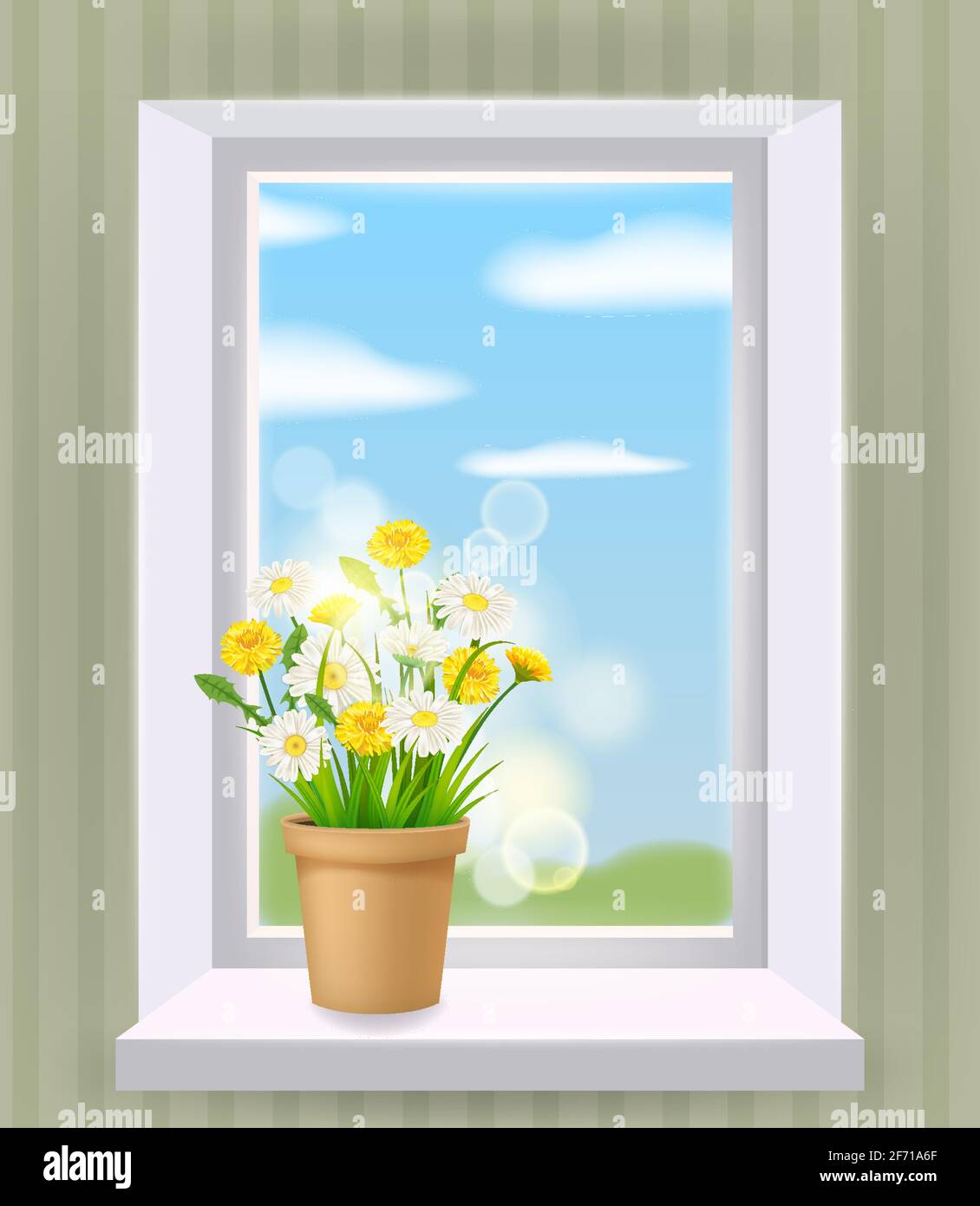 Flowers in pot outside Stock Vector Images - Alamy