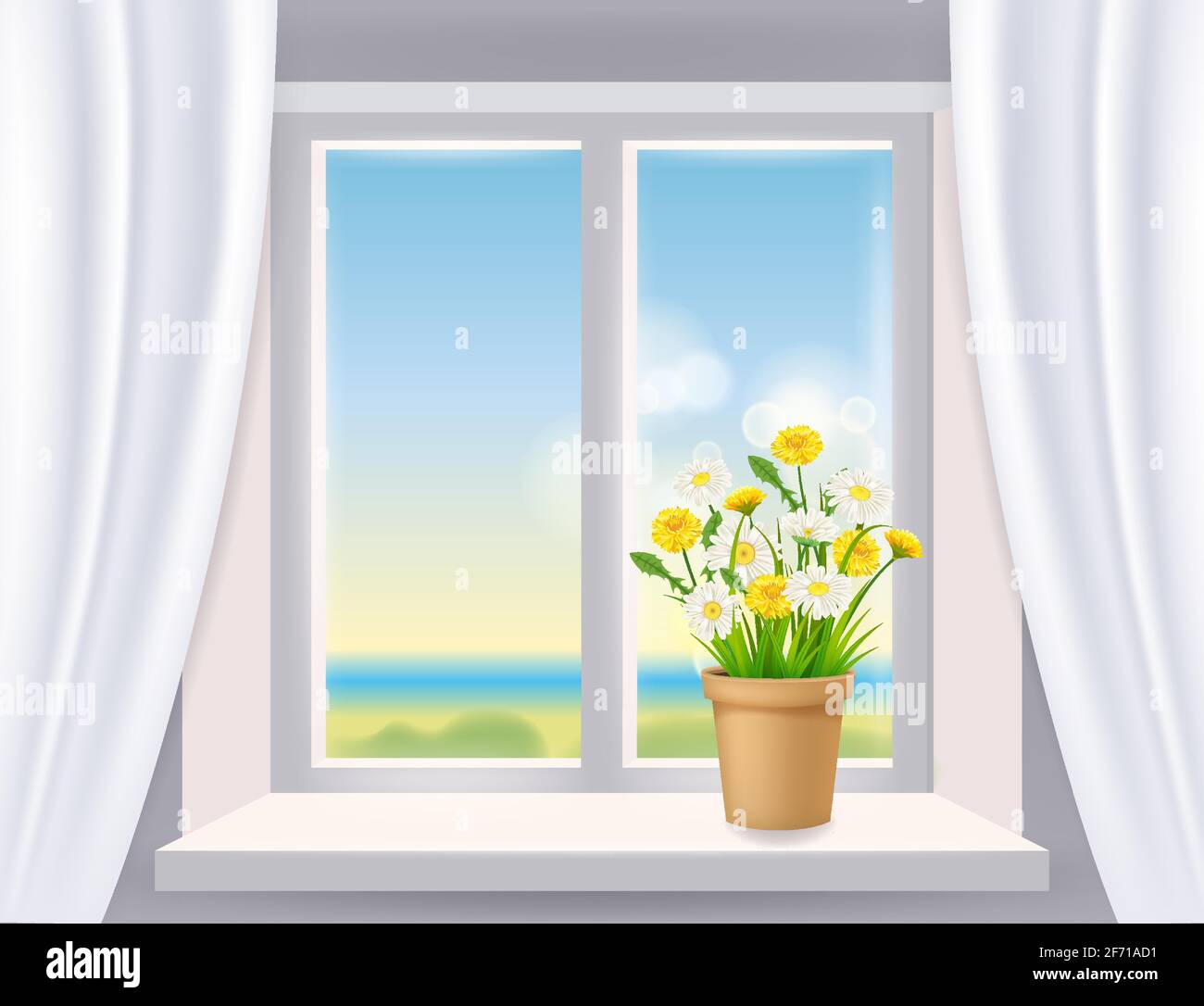 Open flowers in sunshine Stock Vector Images - Alamy