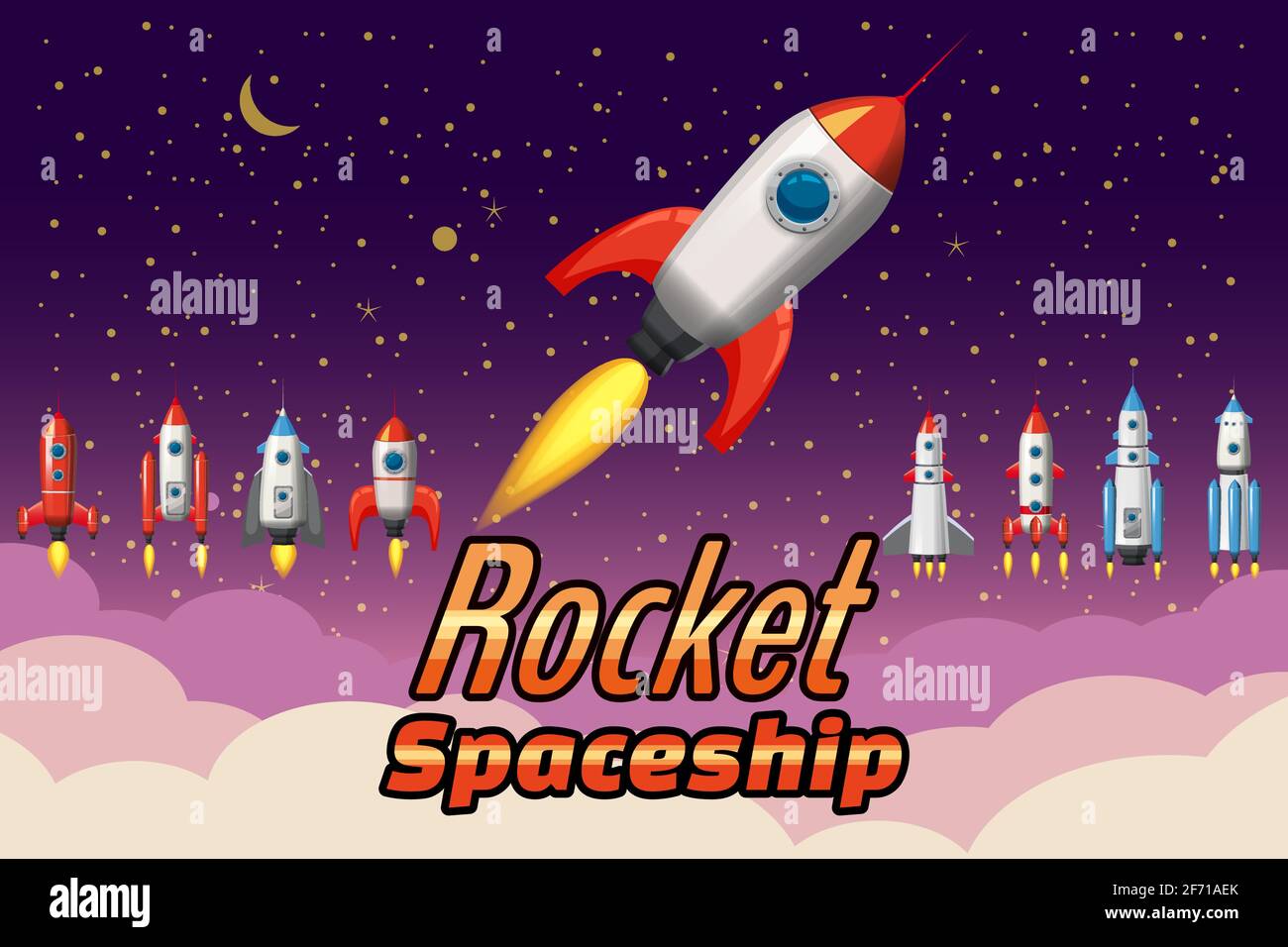Set Rockets collection. Start up launch. Assets spacecraft for for ...