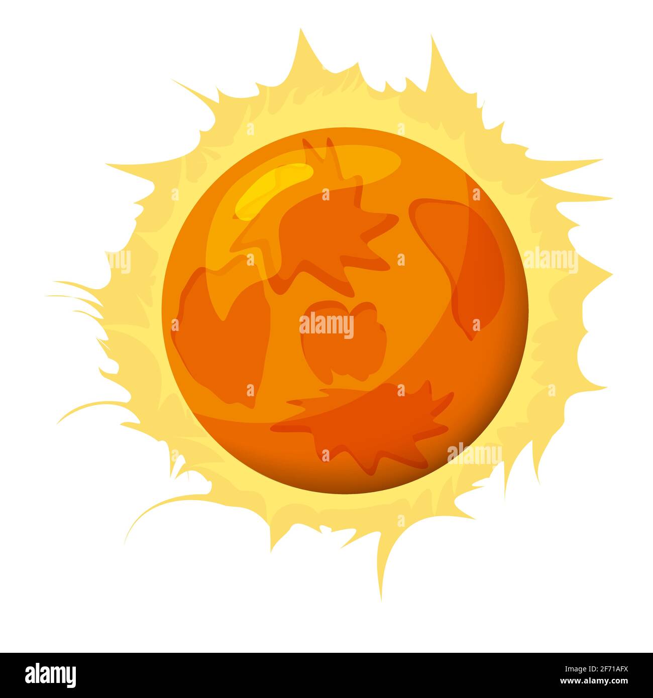 Fantastic sun planet, icon cartoon style, vector isolated for games ...