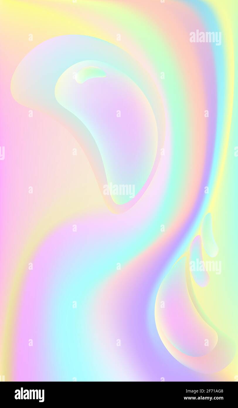 Holographic foil neon color poster. Trendy glitch bright color waves ...