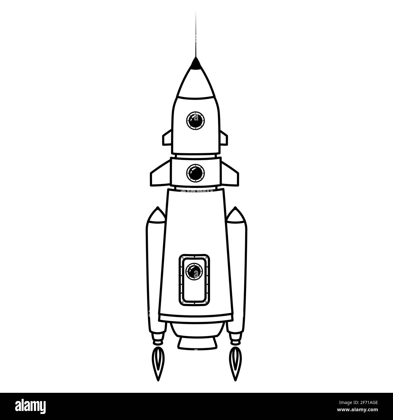 Rocket space ship retro icon line. Vector illustration isolated Stock ...