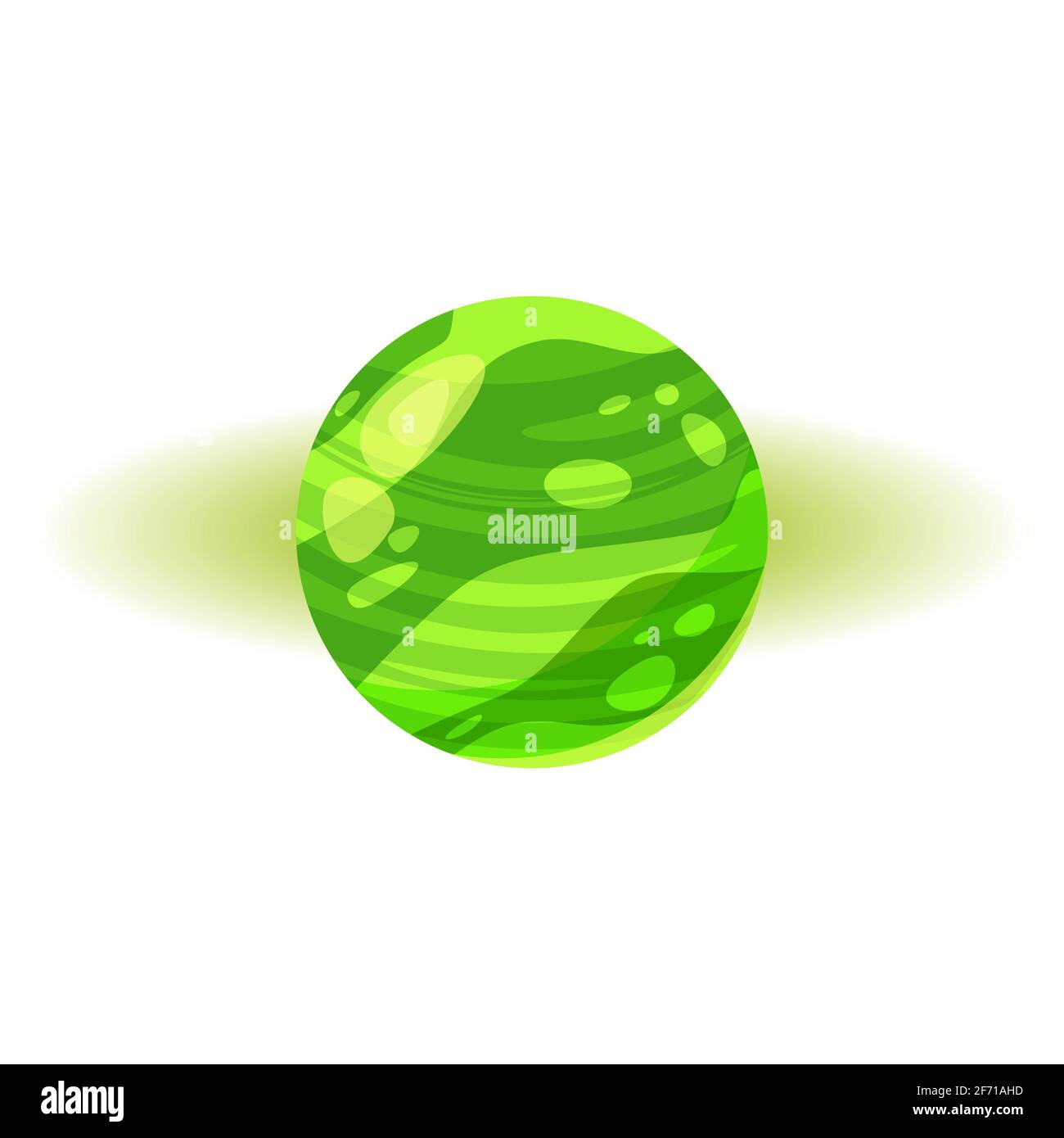 Fantastic green planet, icon cartoon style, vector isolated for games ...