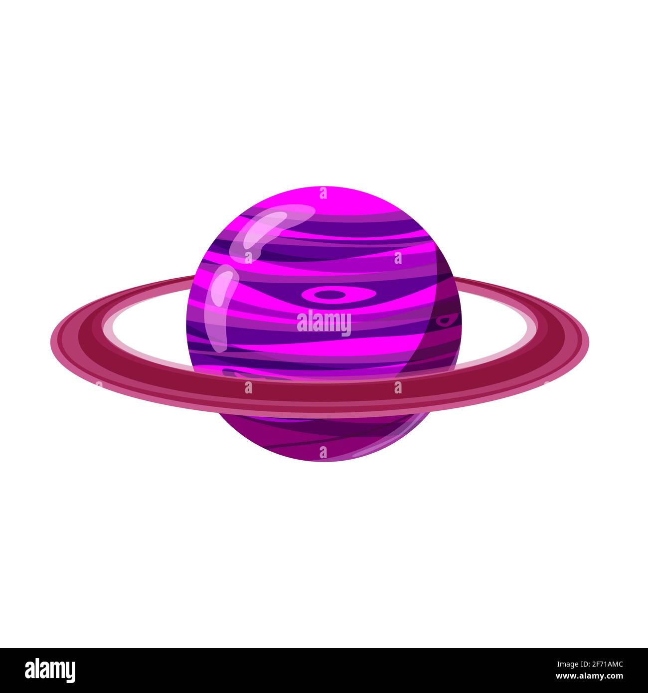 Fantastic violet planet, icon cartoon style, vector isolated for games ...