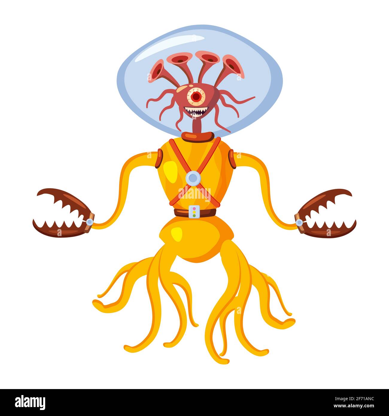 Alien in a space suit, a fantastic funny humanoid character, a monster ...