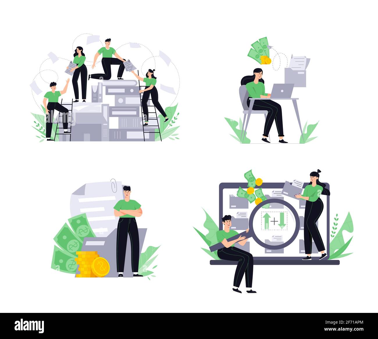 Woman pile documents Stock Vector Images - Alamy