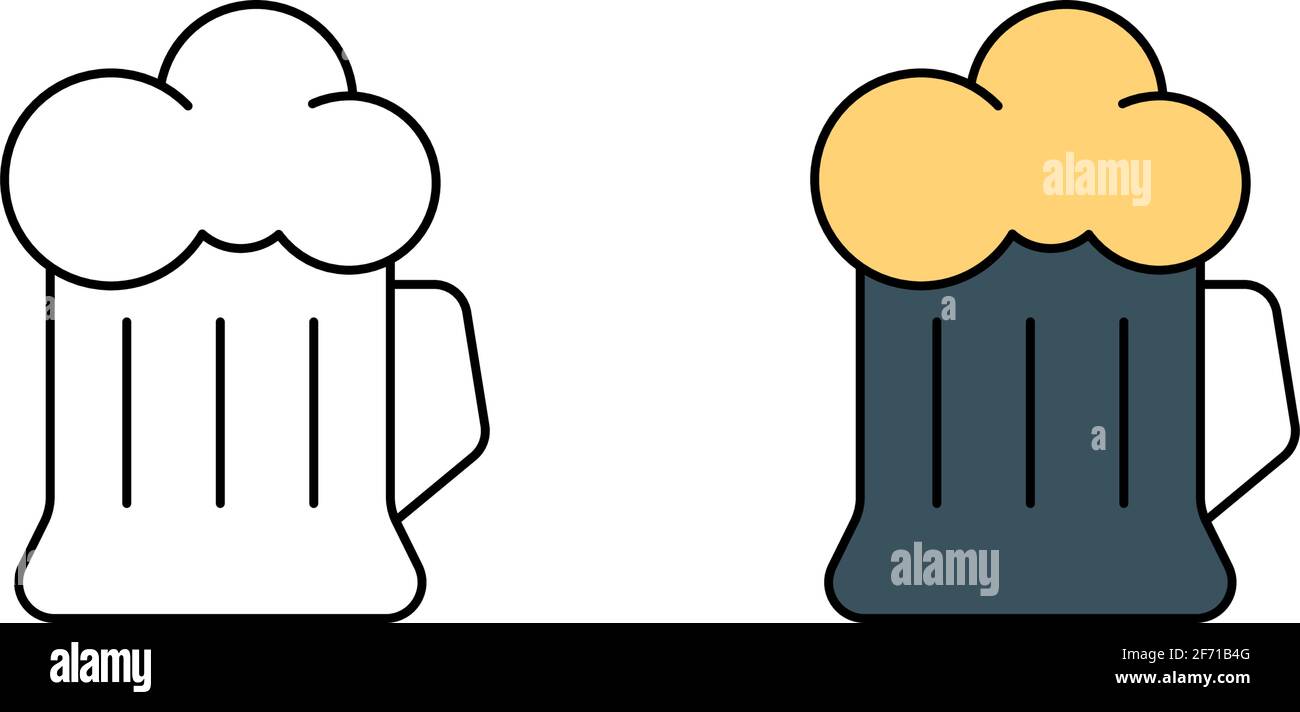 Beer outline and filled outline icon isolated on white background Stock ...