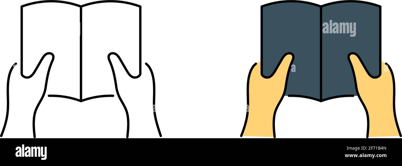 Reading outline and filled outline icon isolated on white background ...