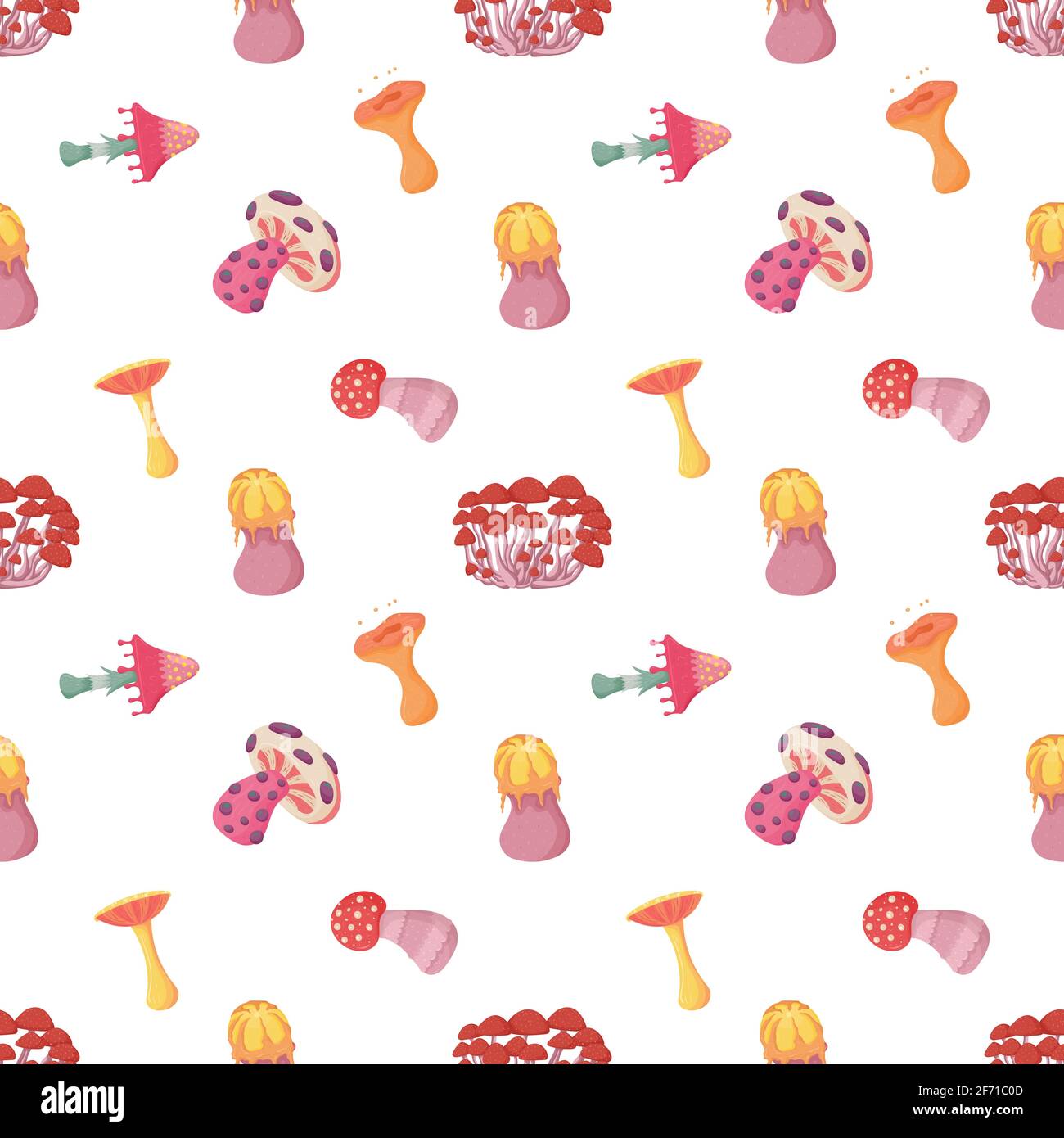 Fantasy alien mushroom seamless pattern for fabric Stock Vector Image ...