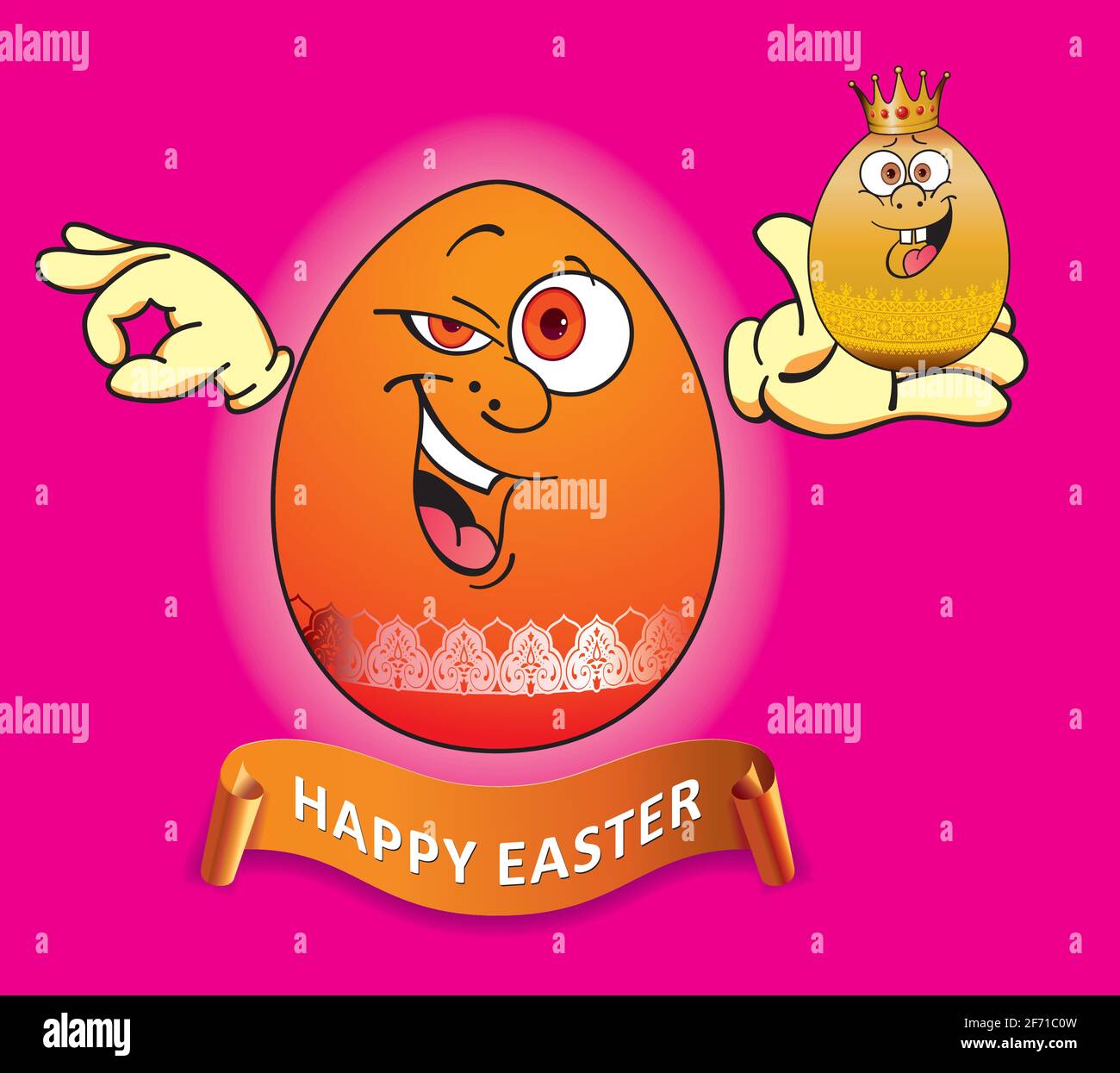 Happy Easter card with cute Egg cartoon character. Cute cartoon mascot ...