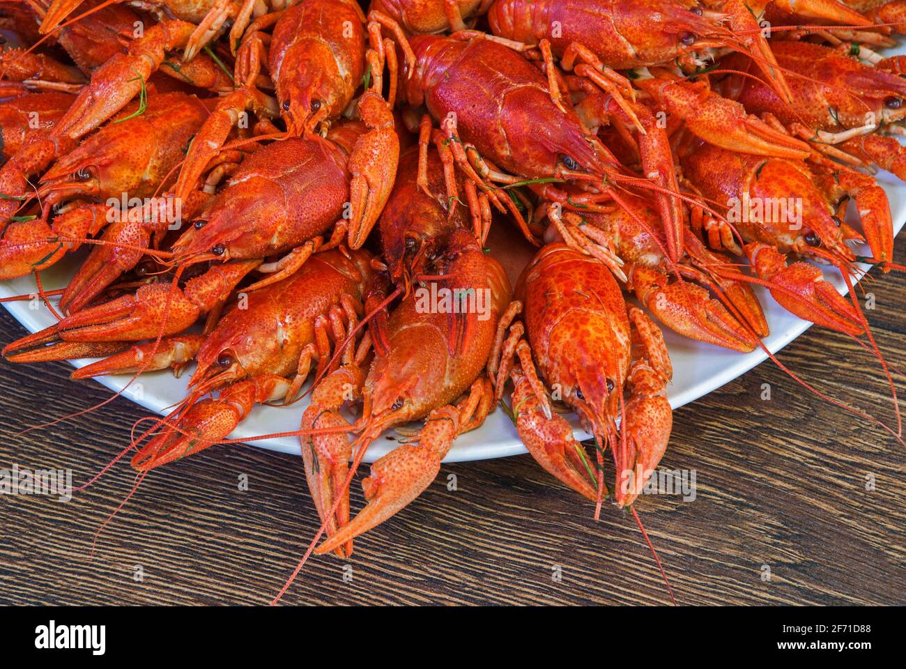 Still life with crayfish crawfish on old wooden background Stock Photo ...
