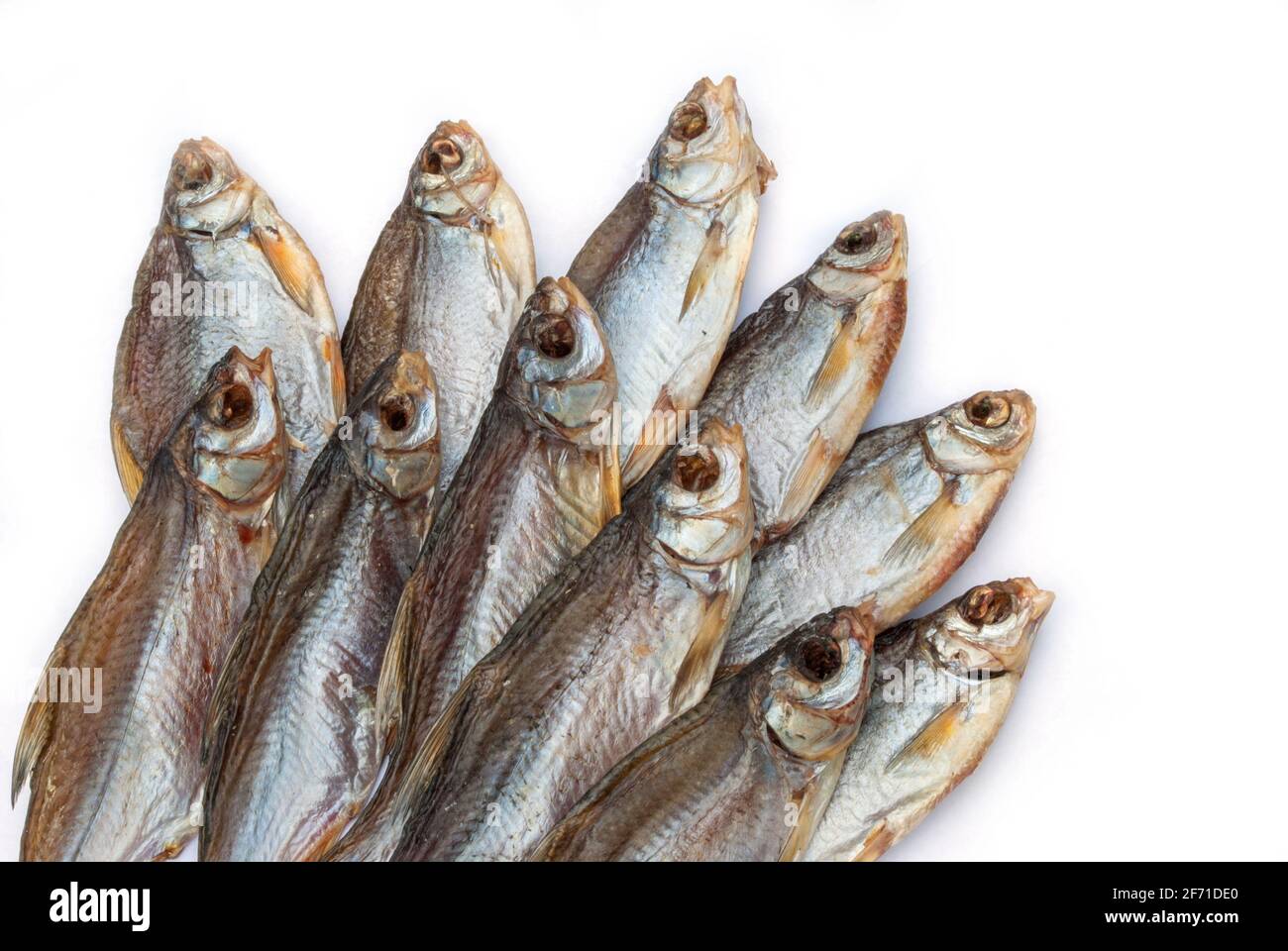 dried vobla on a white background Stock Photo - Alamy