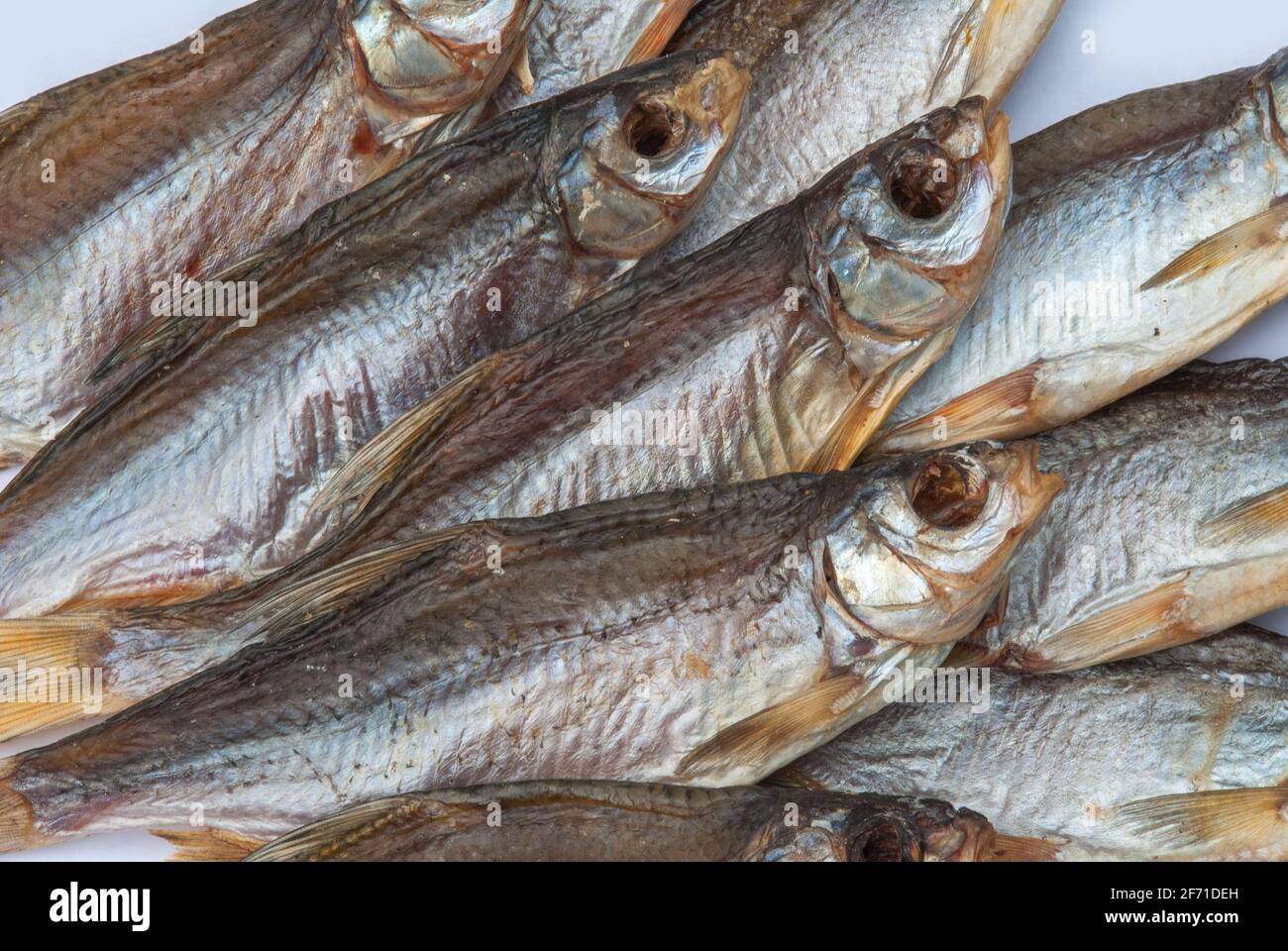dried vobla on a white background Stock Photo - Alamy