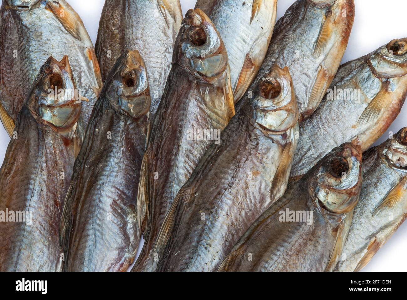dried vobla on a white background Stock Photo - Alamy