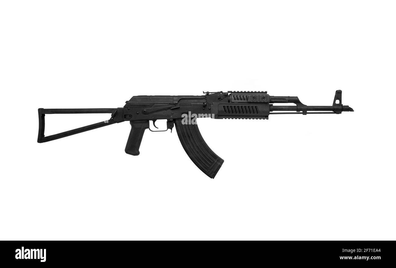 Soviet carbine in modern body kit isolate on a white background. Tuned ...