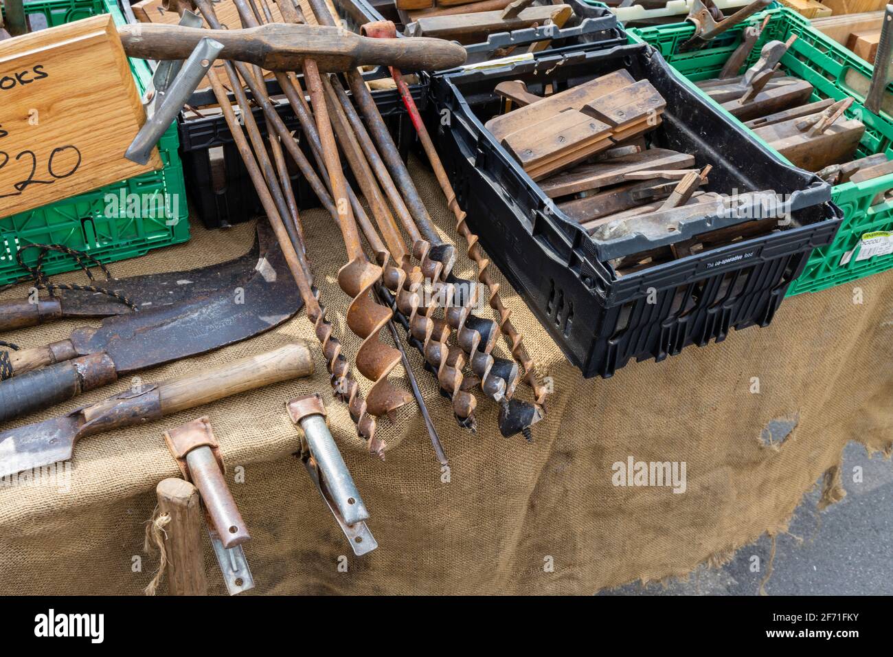 Display of tools for sale on the pavement outside a shop at the ...