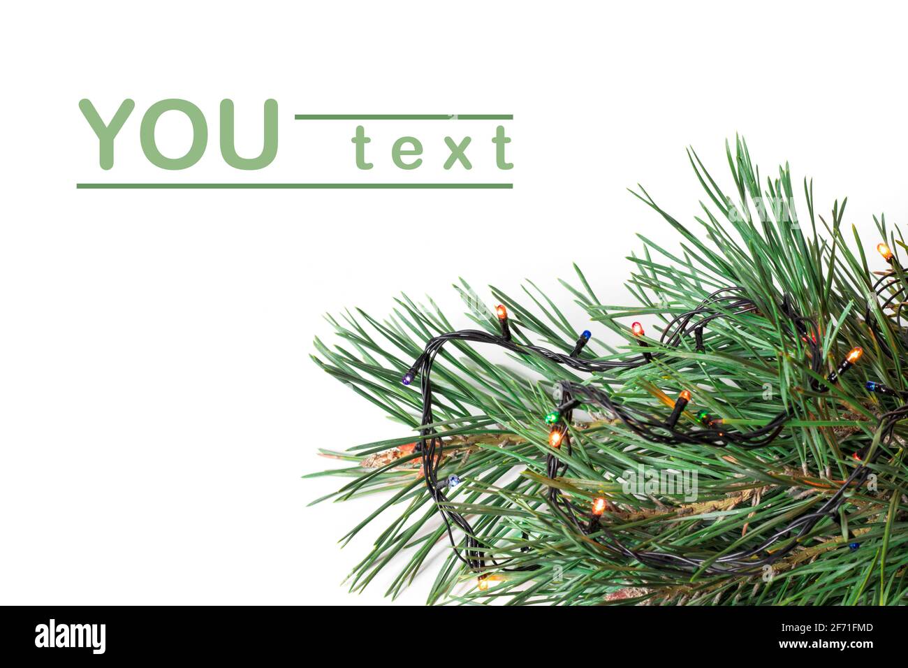 Christmas tree branches border over white Stock Photo - Alamy