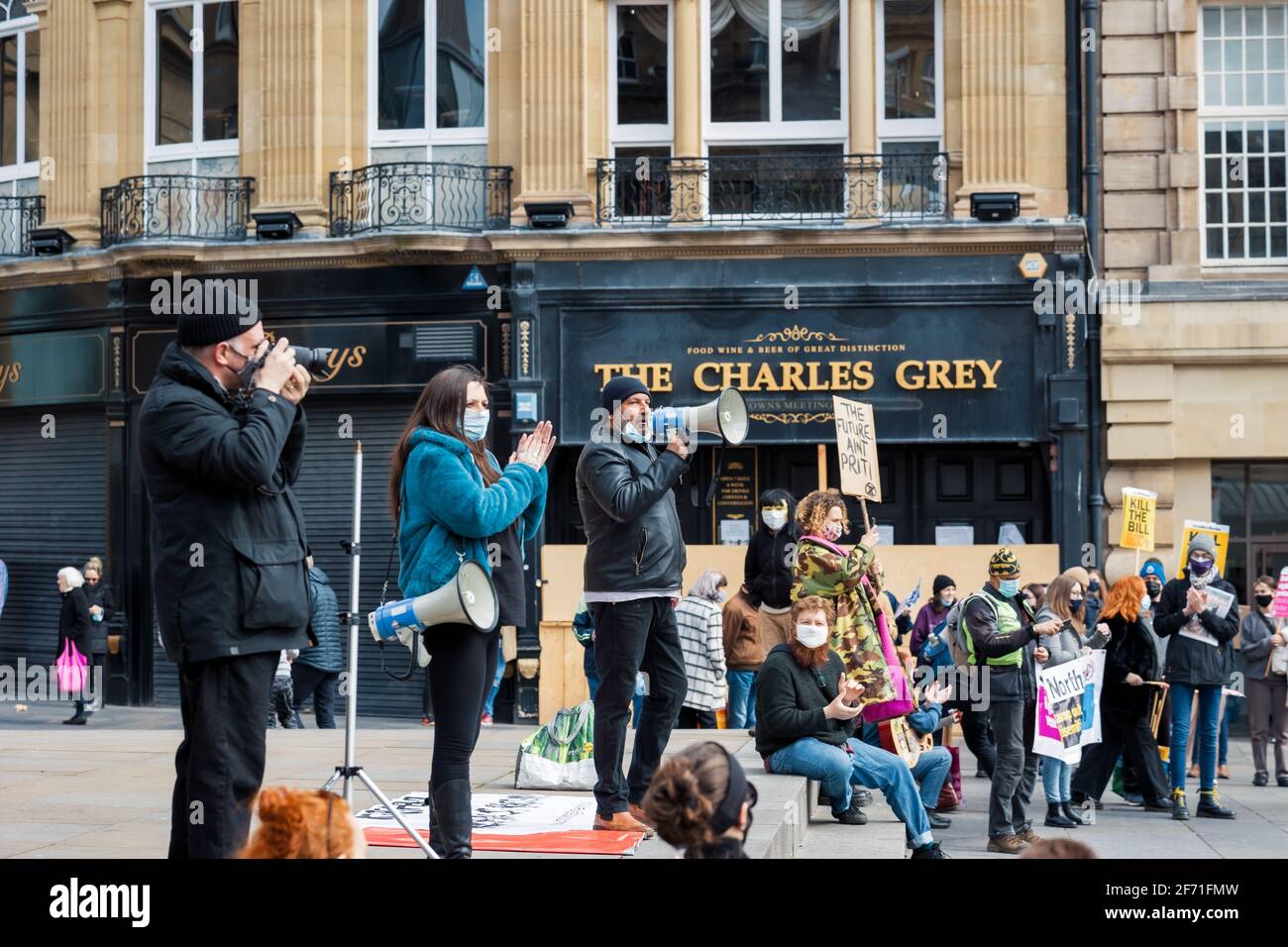 Newcastle upon Tyne UK: 3rd April 2021: Kill The Bill protest for the ...