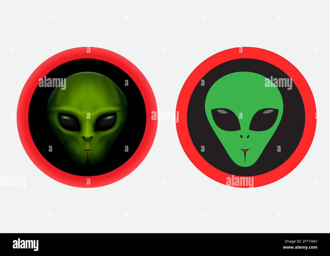 aliens red round sign symbol stickers set Stock Vector Image & Art - Alamy