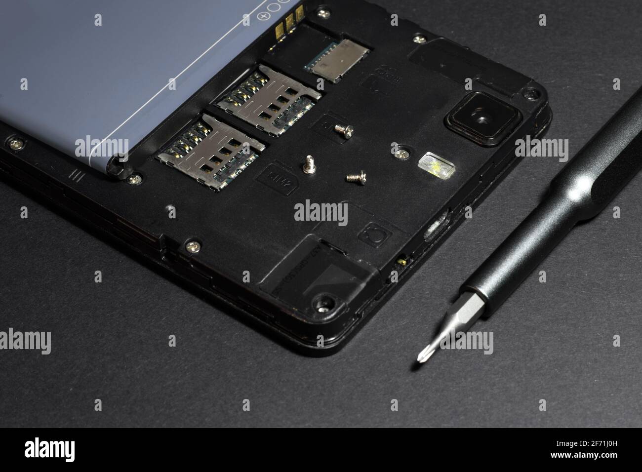 Repair smartphone, disassembled phone with a screwdriver Stock Photo ...